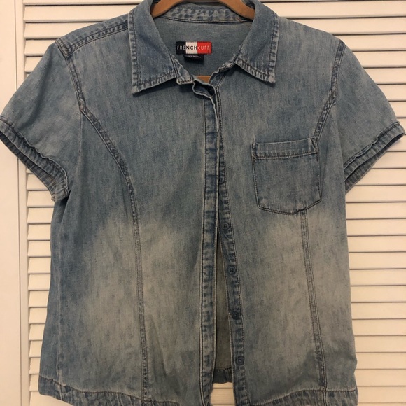 French Cuff | Tops | Soft Light Denim Shirt Sleeved Button Down Shirt ...